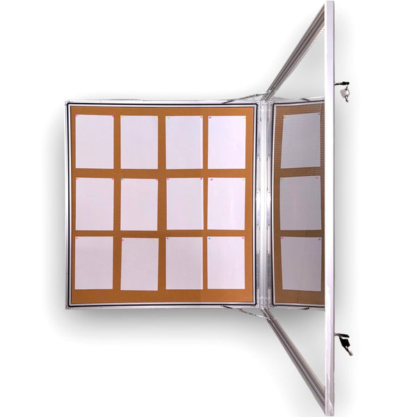 Lockable Notice Board Outdoor Wall Mounted Cork Board 12xA4 Papers ...